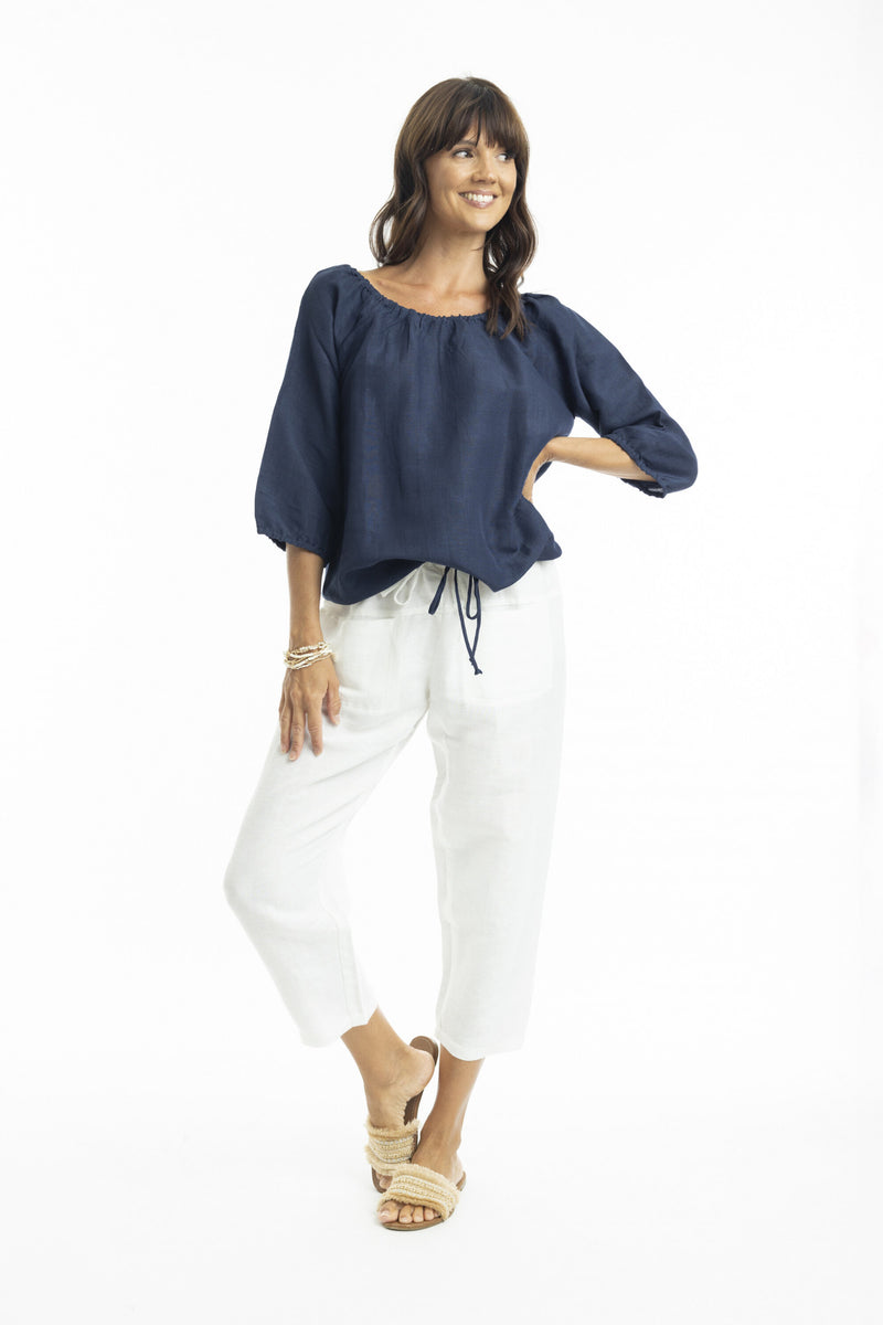 Escape Gathered Neck Linen Top - Assorted Colours | The Tribe - Swan Valley