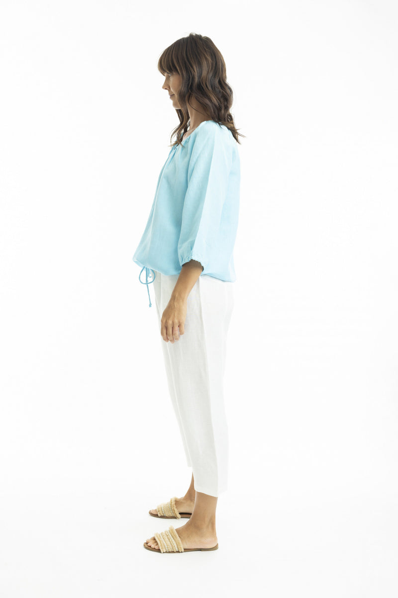 Escape Gathered Neck Linen Top - Assorted Colours | The Tribe - Swan Valley